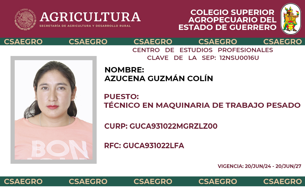 Azucena Guzmán Colín | CSAEGRO